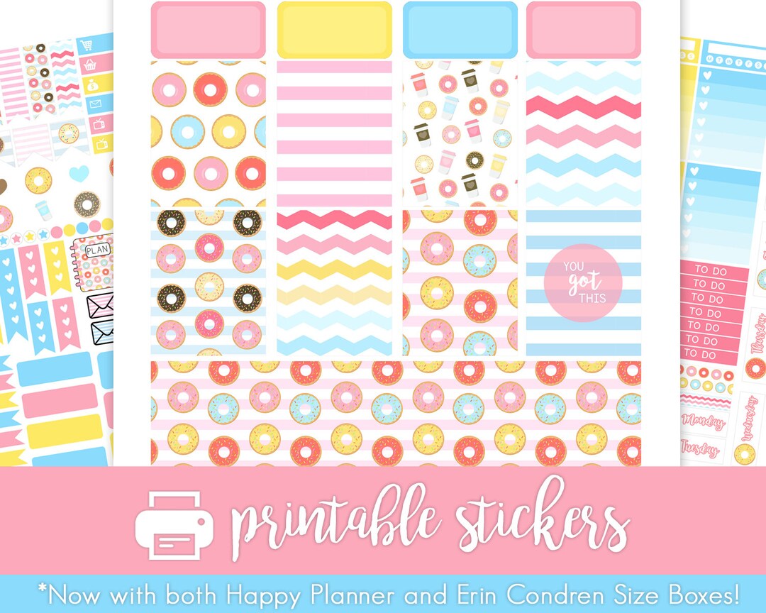 Printable Planner Stickers Donut Themed Weekly Kit W/ Cut Files for Use ...