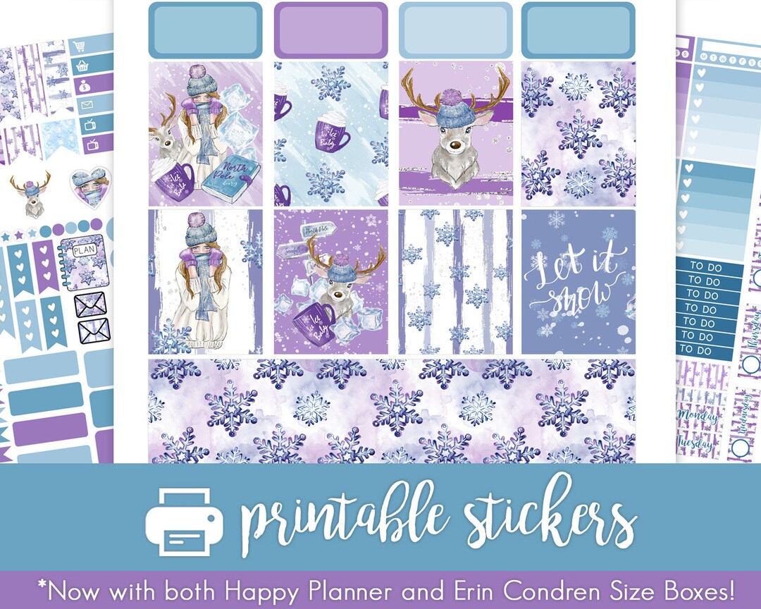 Printable Planner Stickers Winter Snowflake Weekly Kit for January for ...