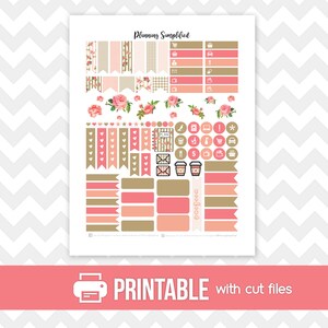 Printable Planner Stickers Rose & Gold Weekly Kit Shabby Chic / Floral ...