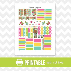 Printable Planner Stickers Tropical Summer Weekly Kit W/ Cut Files ...