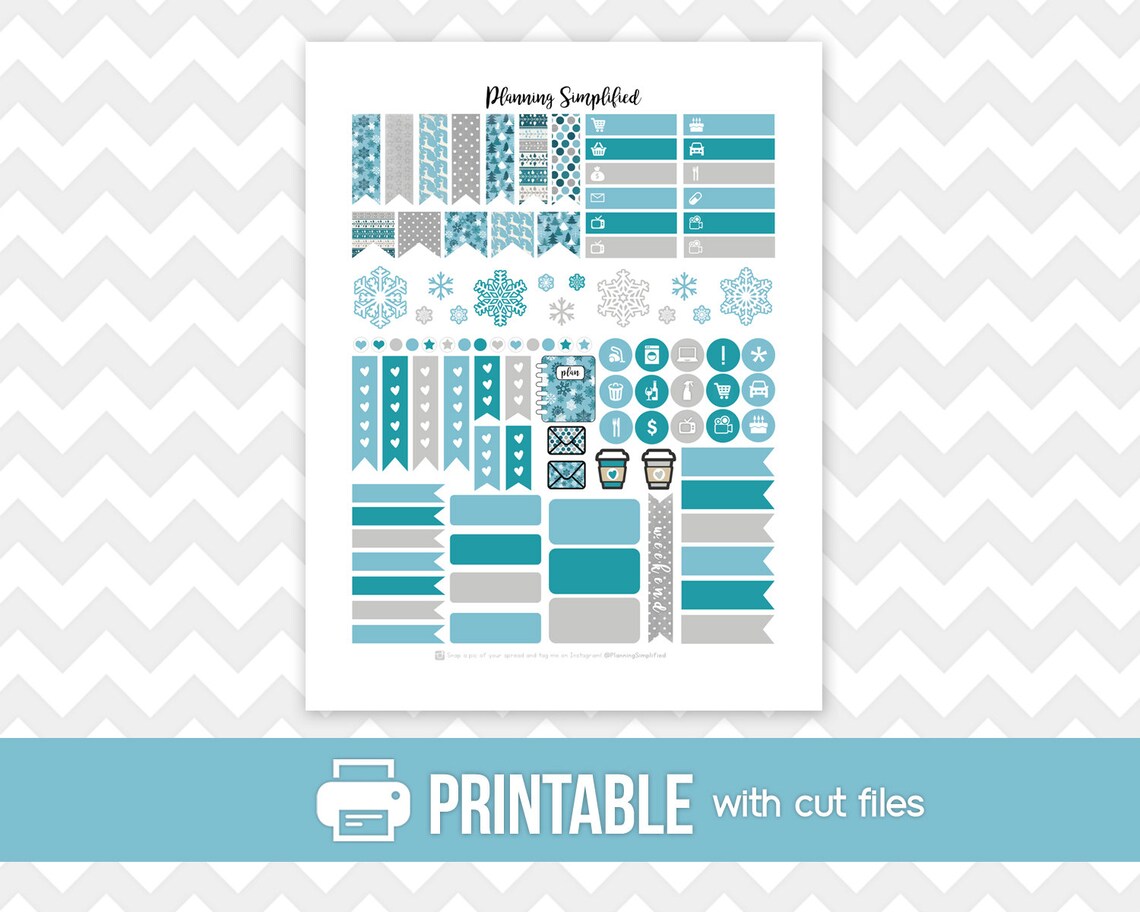 Printable Planner Stickers Let It Snow Weekly Kit W/ Cut - Etsy