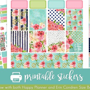 Printable Planner Stickers Spring Floral Weekly Kit for March / April ...