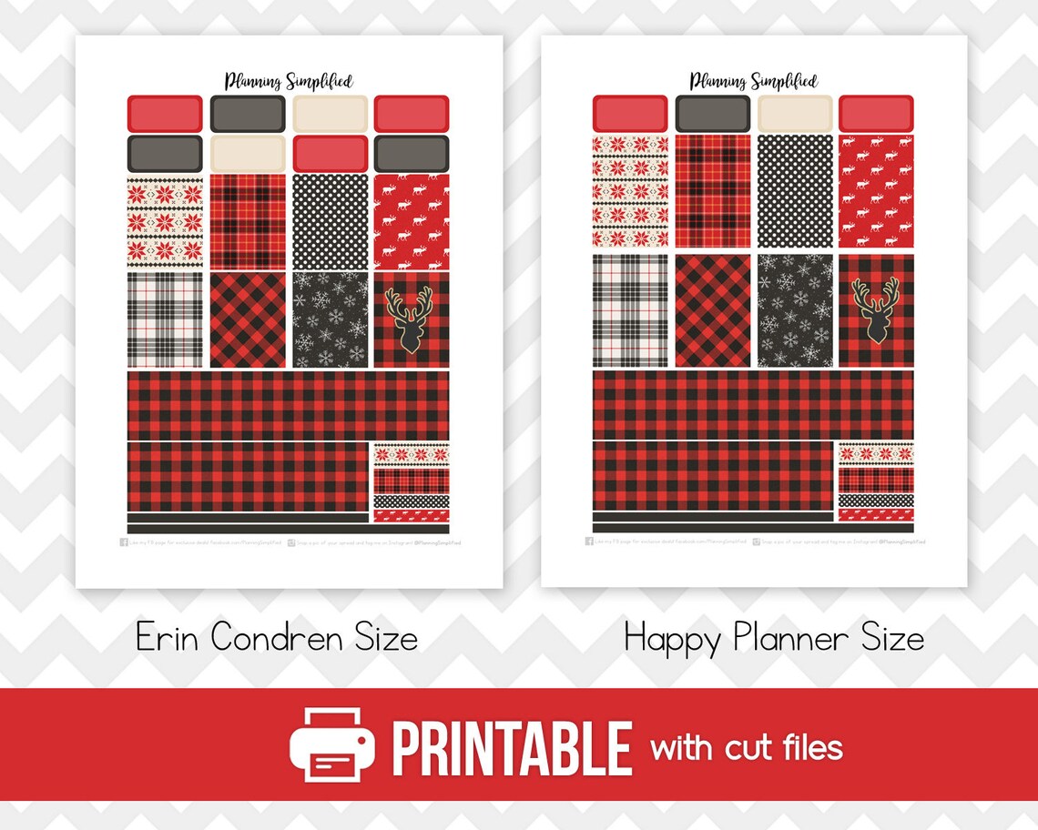 Printable Planner Stickers Winter Buffalo Plaid Weekly Kit for - Etsy