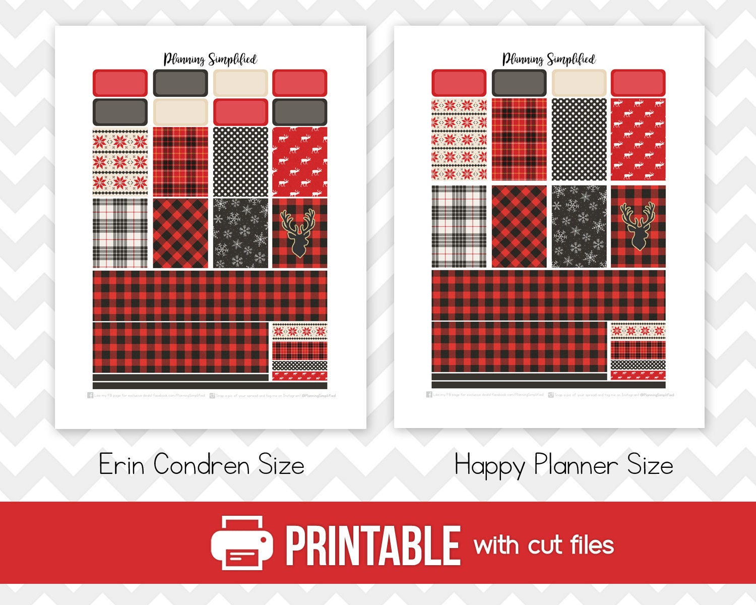 Printable Planner Stickers Winter Buffalo Plaid Weekly Kit for - Etsy