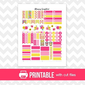 Printable Planner Stickers Bright Spring Floral Weekly Kit W/ Cut Files ...