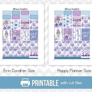 Printable Planner Stickers Winter Snowflake Weekly Kit for January for ...