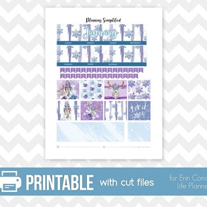 Printable Planner Stickers Winter Snowflake January Monthly View Kit W ...