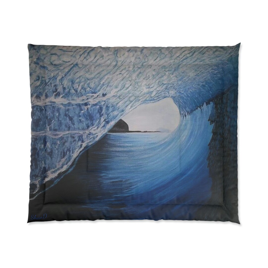 Ocean Wave Comforter: Coastal Bedroom Decor, Polyester Blanket - Etsy