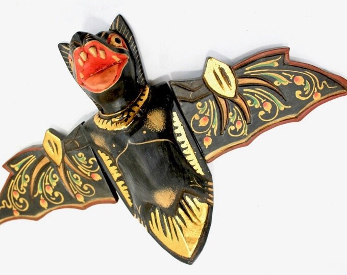 Flying Black Bat Mobile Balinese Spirit Chaser Hand Carved - Etsy