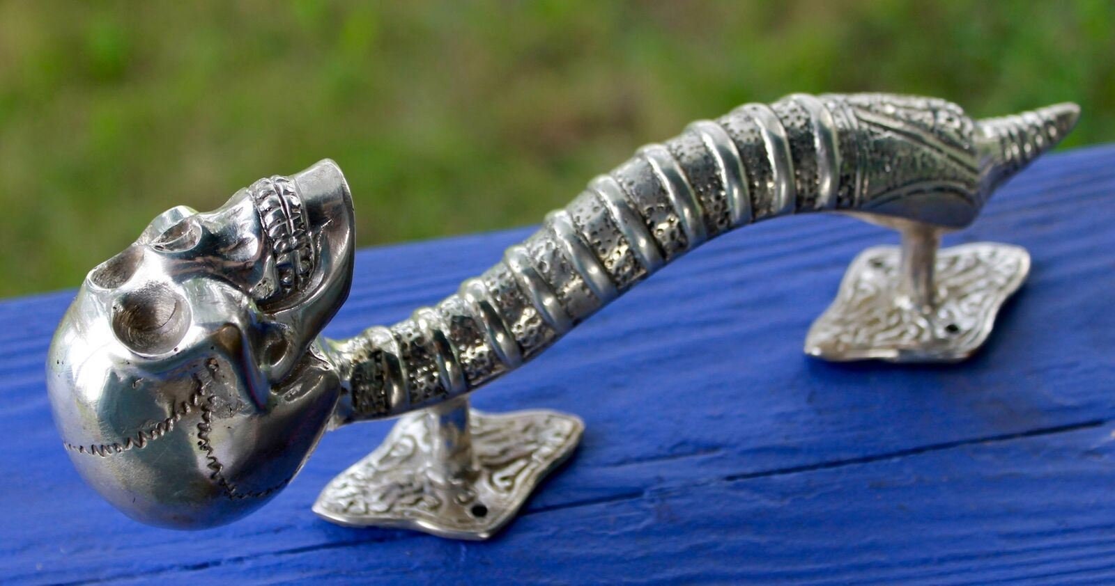 Gothic Skull Bronze Door Handle Knob Pull Cast Silvered | Etsy