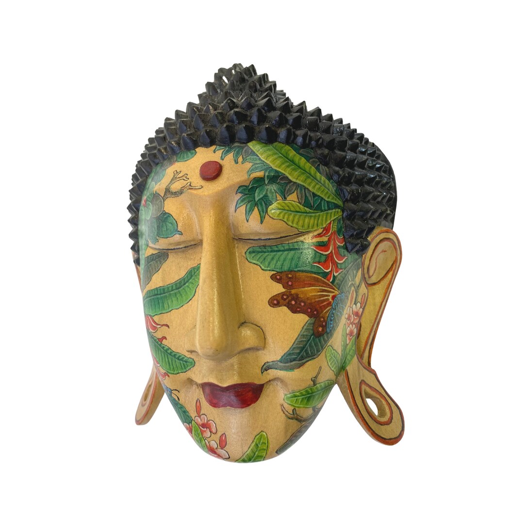 Butterfly Garden Tattoo Buddha Mask Wall Art Sculpture Balinese ...