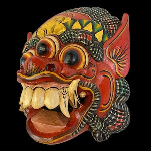 Balinese Mask Three Eyed Demon Rakshasa | Carved Bali Folk Art Mask ...