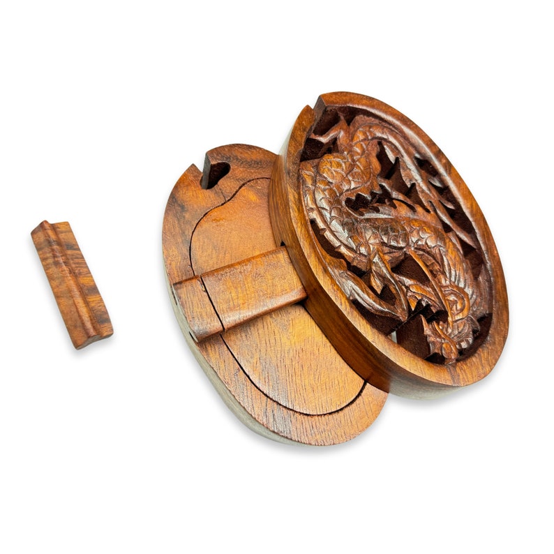 Hand Carved Wooden Dragon Puzzle Box: Balinese Wood Stash Box - Etsy