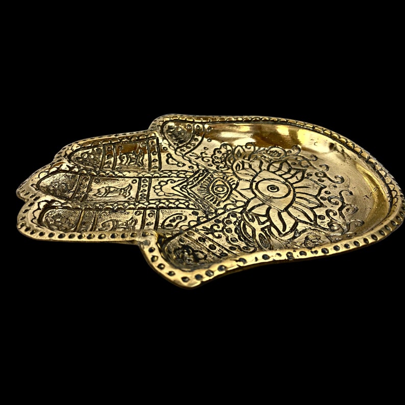 Bronze Hamsa Hand Tray: Evil Eye Lotus Ring Dish, Bali Art - Etsy