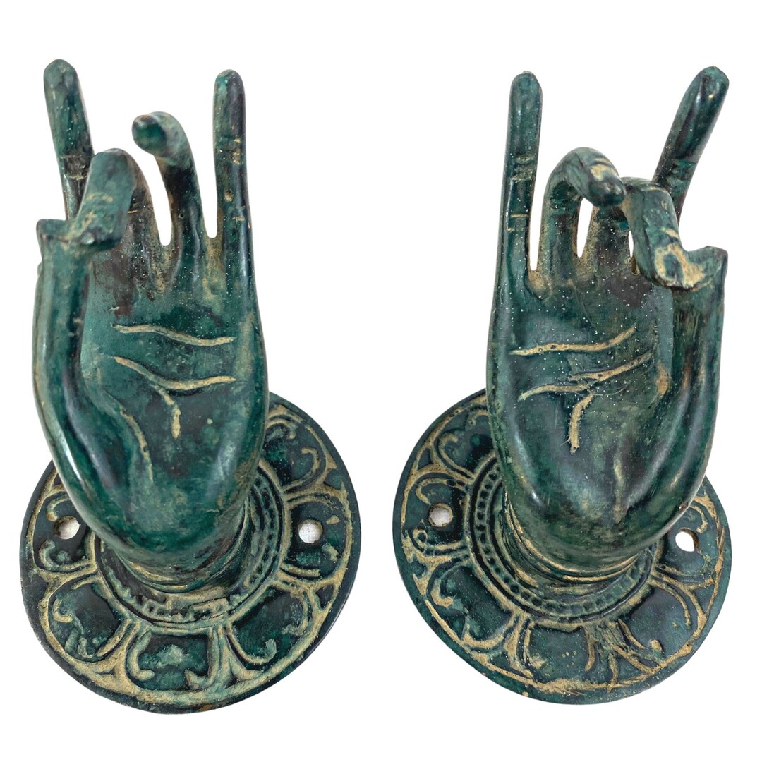 Buddha Mudra Hands Bronze Door Handles: Cabinet Pulls, Metal Wall Hook ...