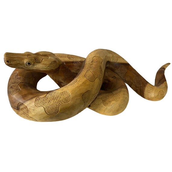 Python Boa Constrictor Snake Statue Handmade Carved Wood - Etsy