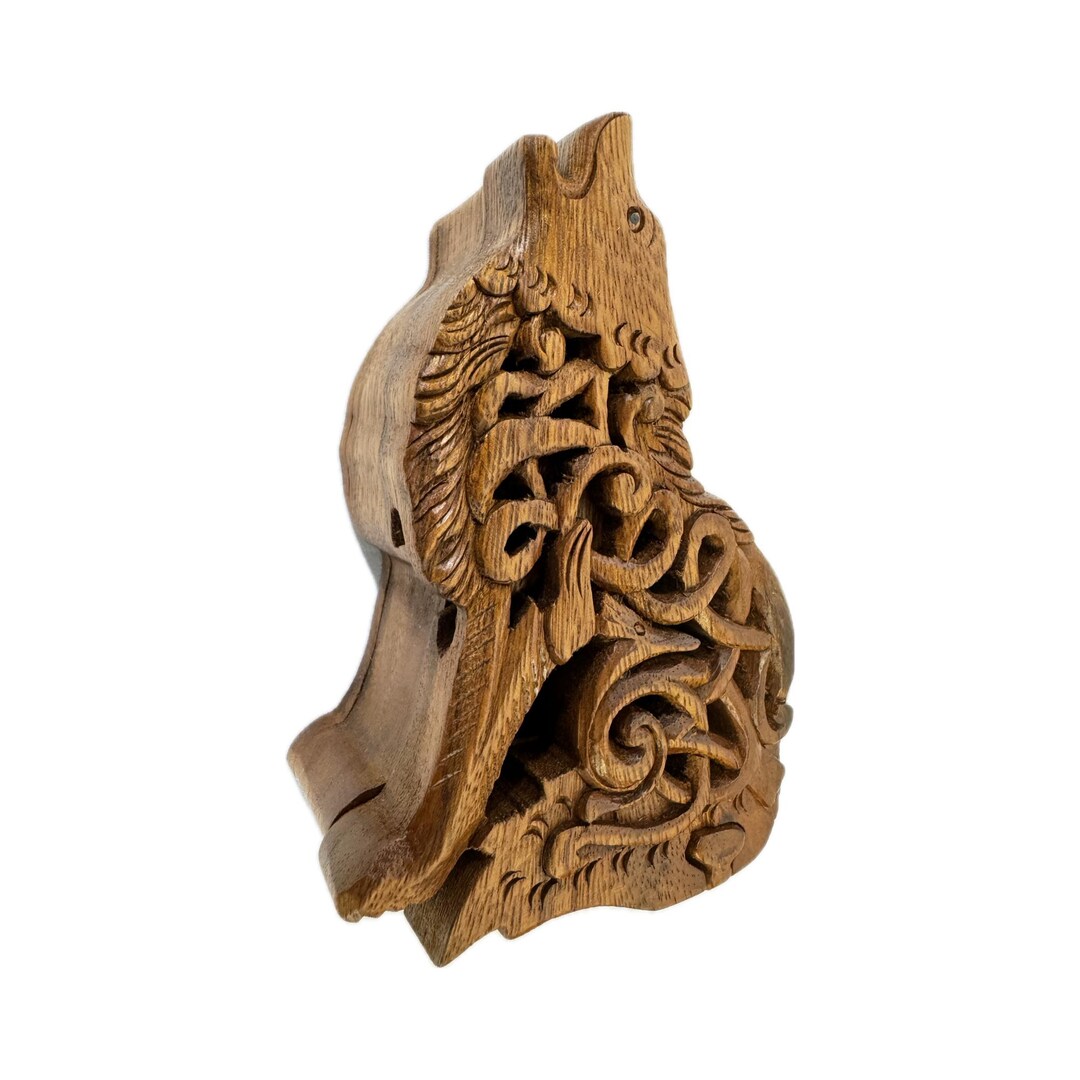 Celtic Wolf Puzzle Box, Hand-carved Wood Stash Box - Etsy