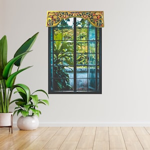 Balinese Lotus Panel Hand Carved Wood Lintel Door and Window Valance ...