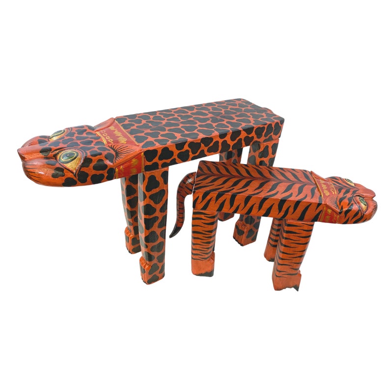 Cat Plant Stand Riser Tiger Stripes Leopard Spots Orange - Etsy