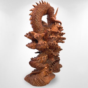 Twin Dragon Cosmic Naga Basuki Antaboga Statue Hand Carved Suar Wood ...