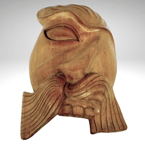 Balinese Demon Mask Hand Carved Bondres Abstract Art One Eyed Mustache ...