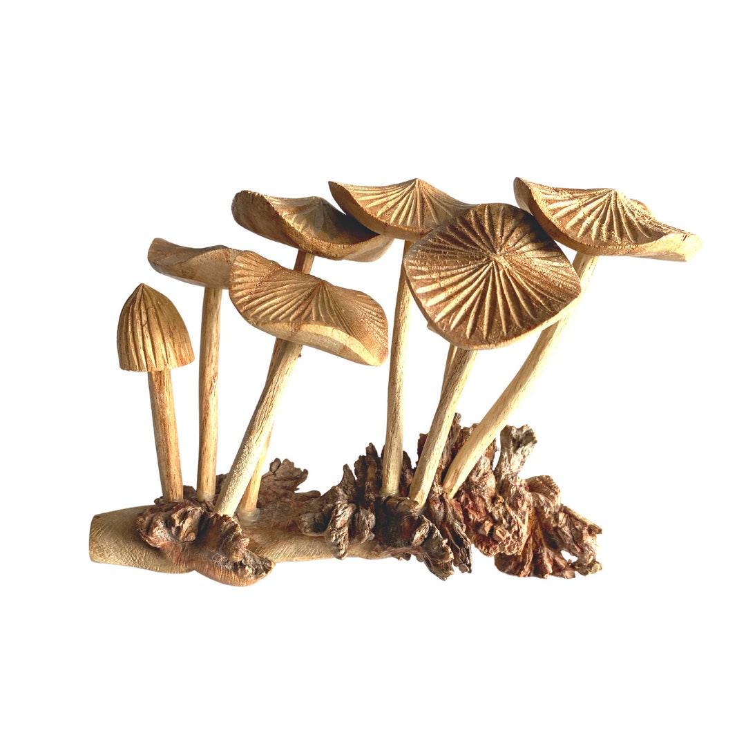 Magic Bali Meanie Wooden Mushroom Statue Toadstool Hand Carved Parasite ...