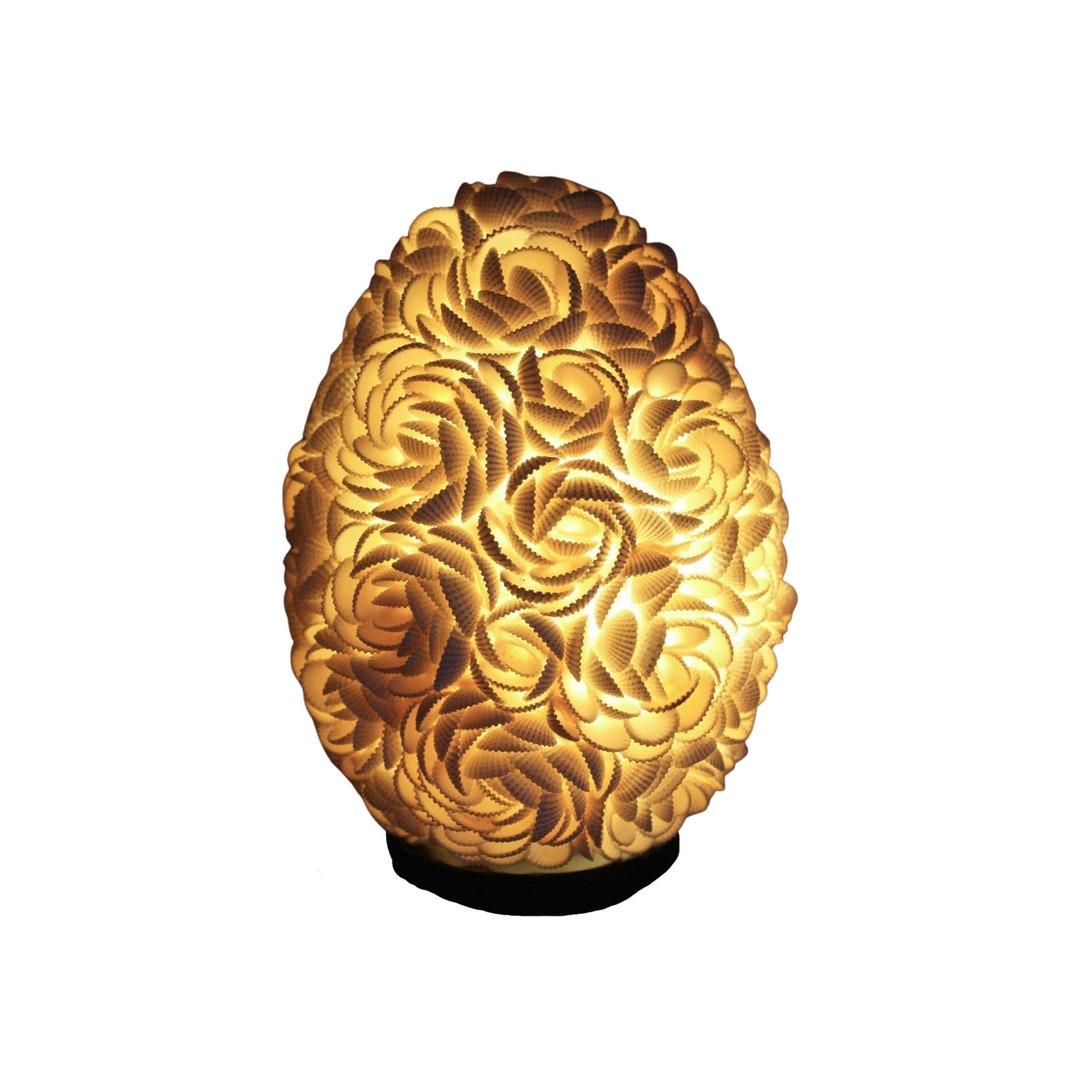 Rose Shell Oval Table Accent Lamp Natural Seashell Nautical Beach ...