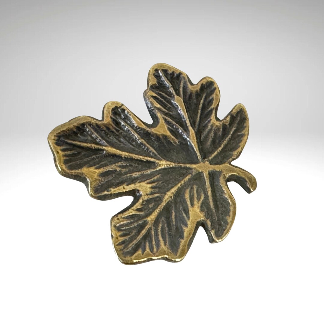 Maple Leaf Knob Handle Drawer Pull Handmade Solid Brass Rustic Home ...