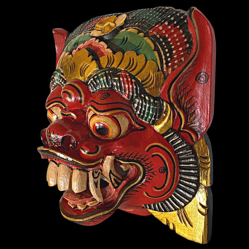Balinese Barong Bhoma Demon Mask: Hand-carved Wood Guardian, Bali Folk ...