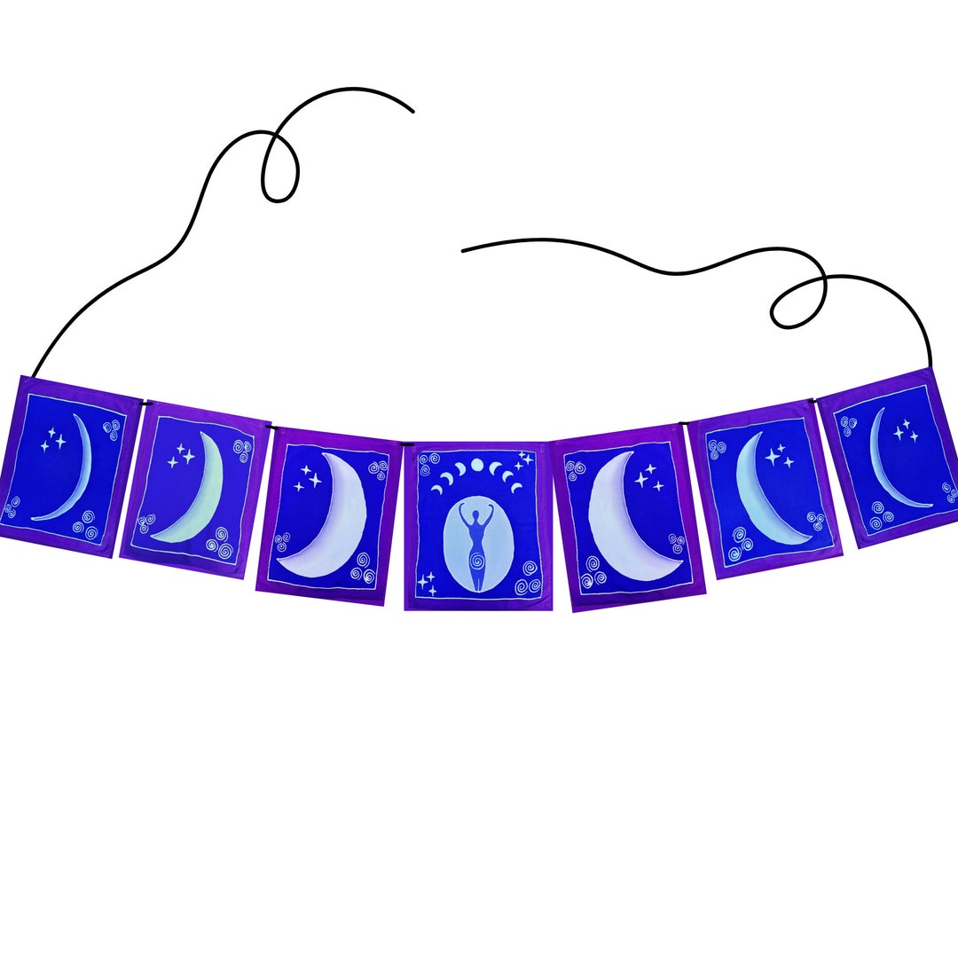Lunar Moon Phase Bali Batik Prayer Flag | Divine Feminine Gaia Goddess ...
