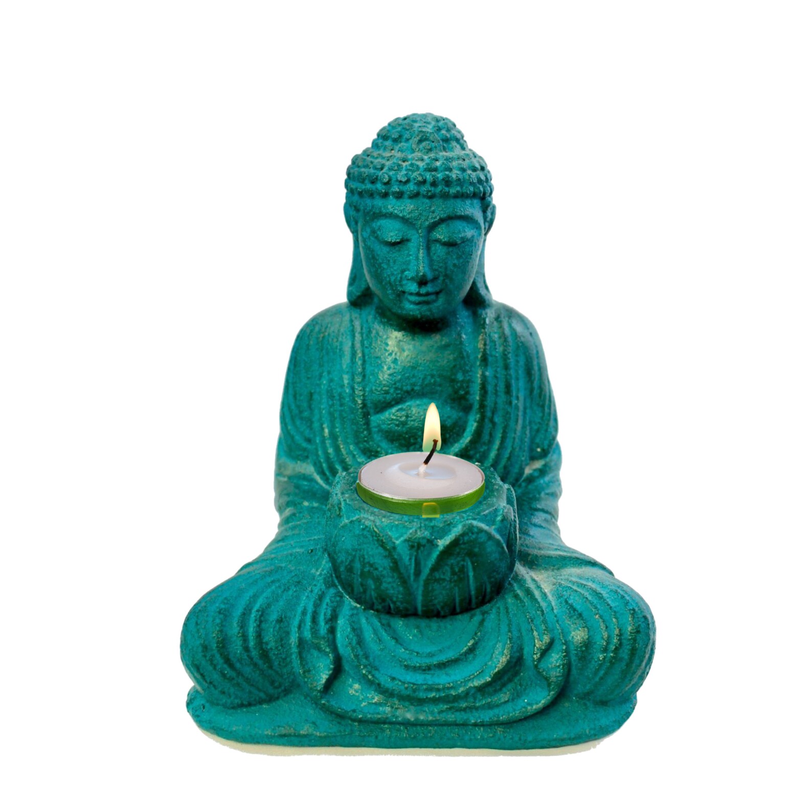 Lotus Pose Buddha Garden Statue Candle Holder Cast Lava Stone - Etsy