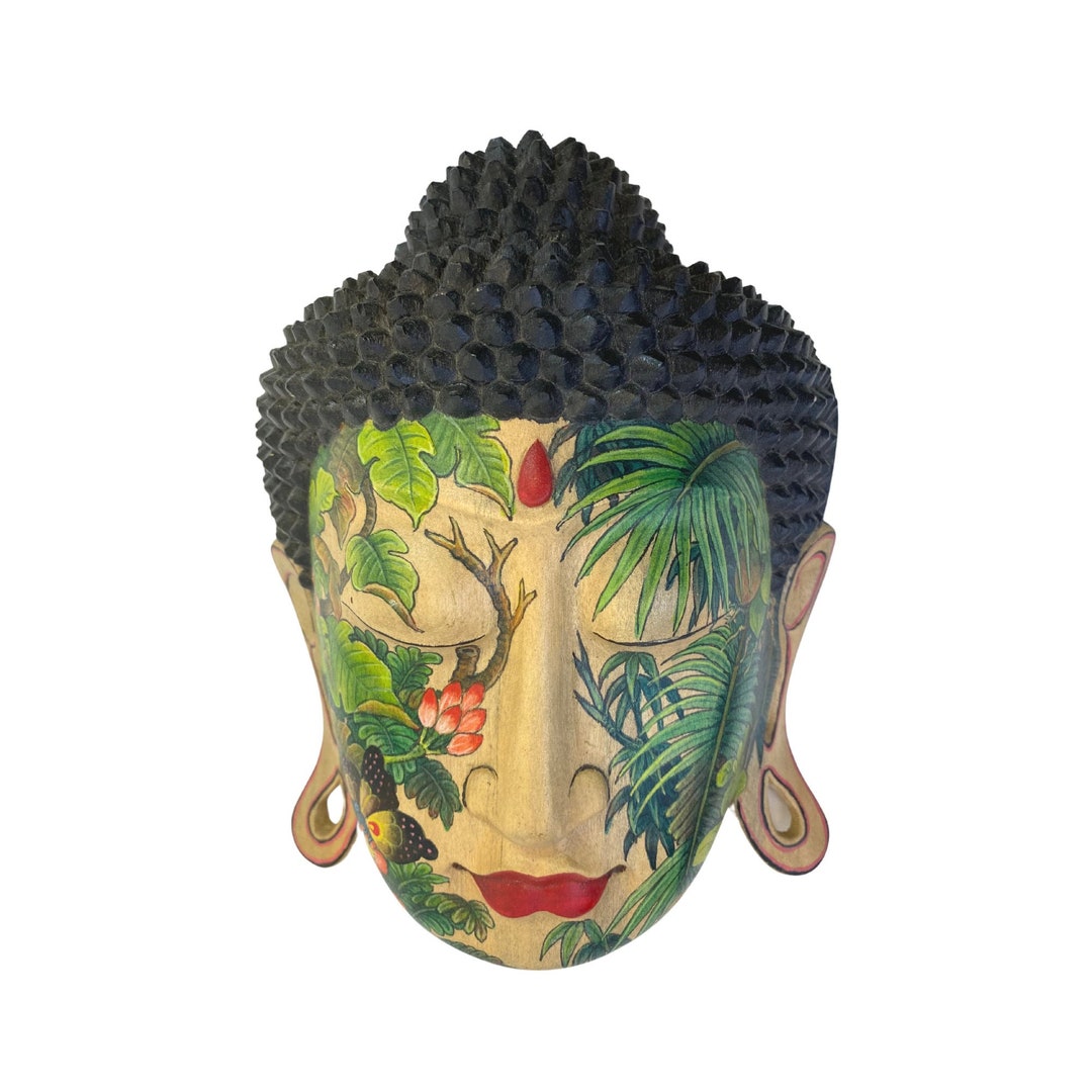 Butterfly Tattoo Buddha Mask Wall Art Sculpture Balinese Miniature ...