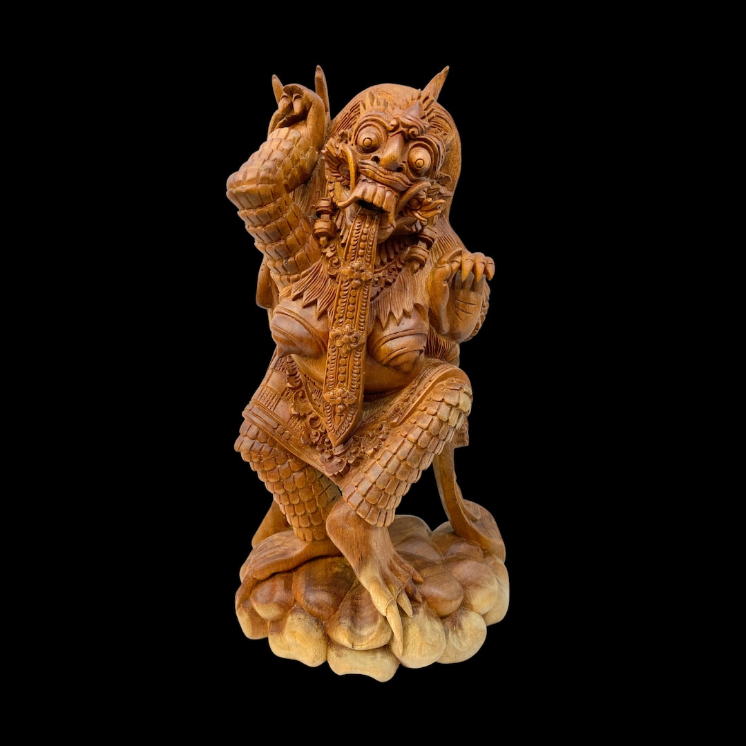 Balinese Rangda Demon Queen Sculpture, Carved Wood, Hindu Durga Goddess ...