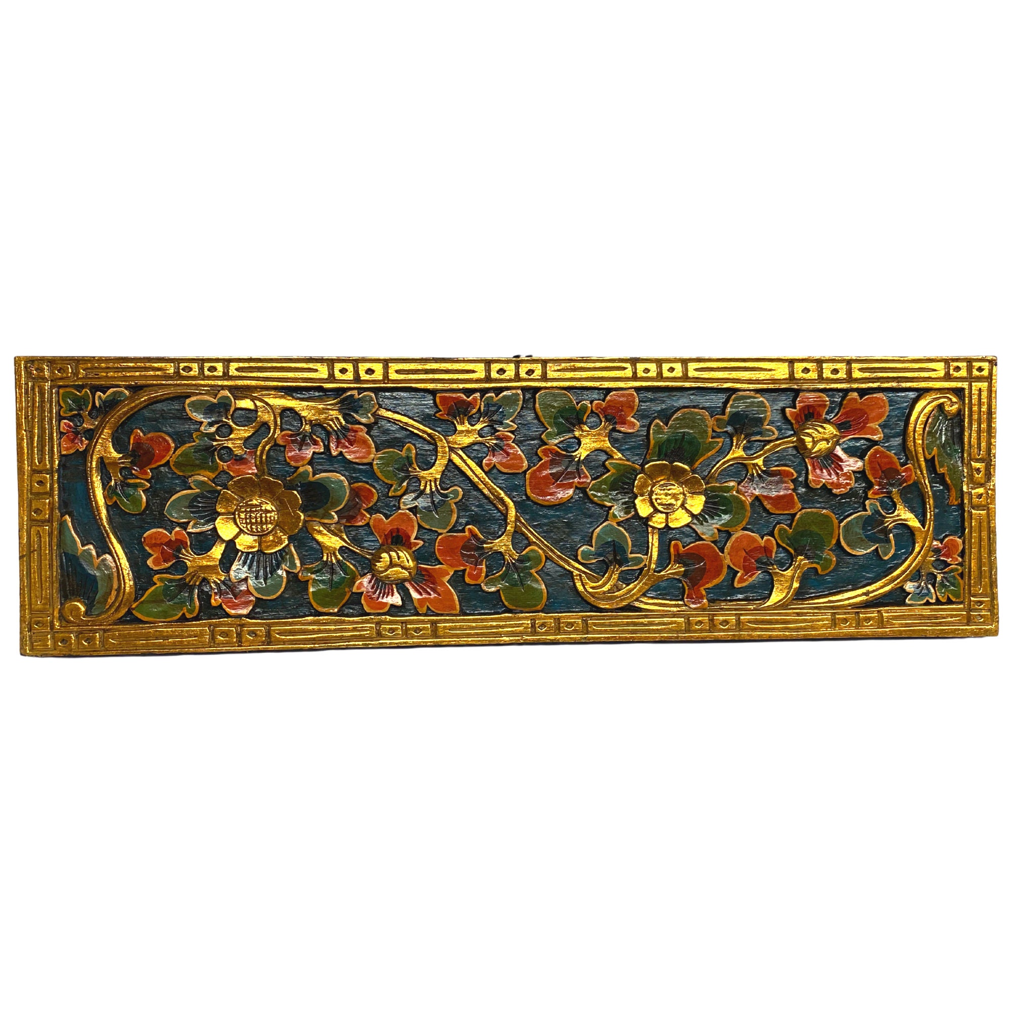 Balinese Lotus Panel Architectural Relief Wood Carving Bali Wall Art 39 ...