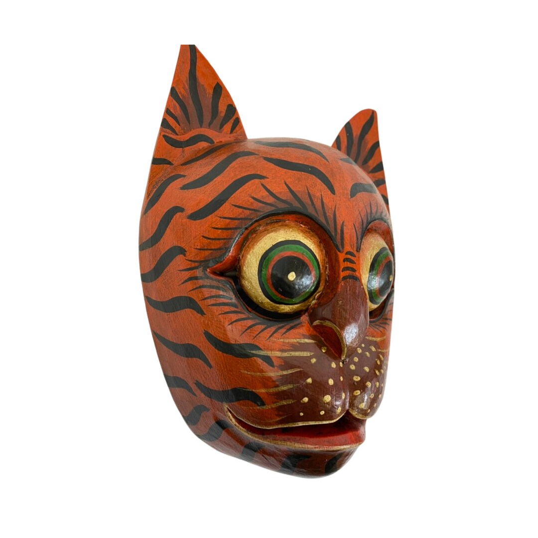 Balinese Tiger Cat Mask Striped Cat Feline Drama Mask Topeng Ginger ...