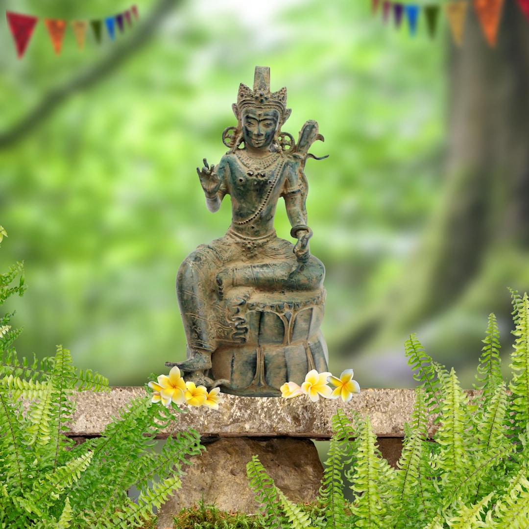 Balinese Dewi Sri Verdigris Bronze Statue Rice Goddess Lost Wax Art ...