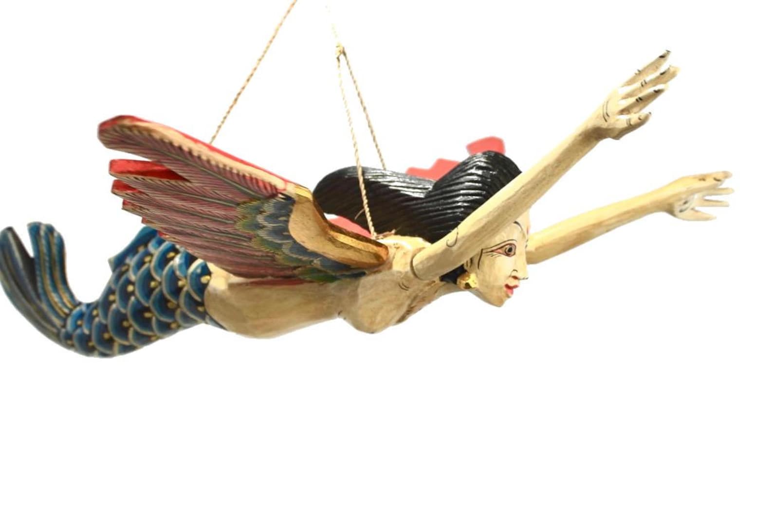 Flying Mermaid Goddess Mobile Demon Chaser Guardian Carved Balinese Art ...