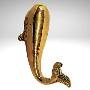Sperm Whale Wall Hook Handmade Coat Hook Genuine Brass Gold Metal ...