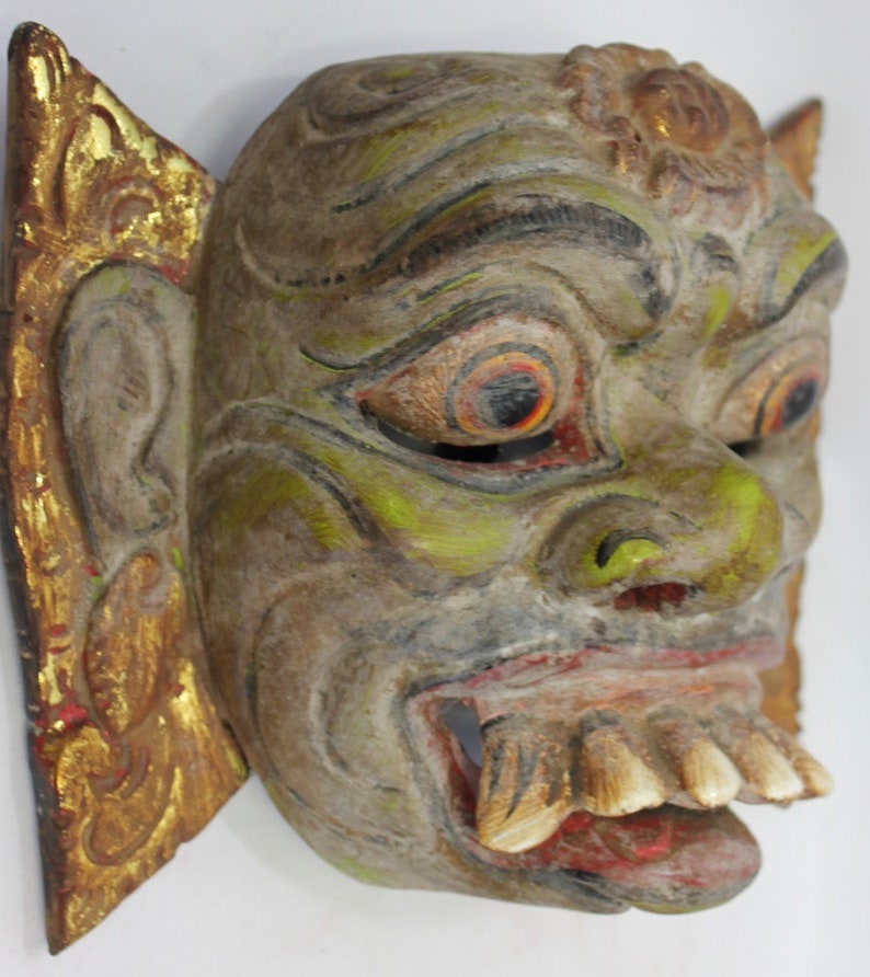 Balinese Raksasa Demon Mask Vintage hand Carved wood Balinese | Etsy