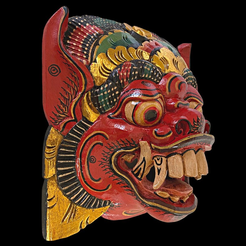 Balinese Barong Bhoma Demon Mask: Hand-carved Wood Guardian, Bali Folk ...