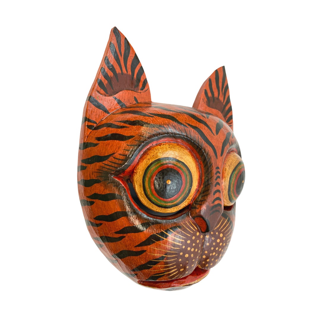 Balinese Tiger Cat Mask Striped Cat Feline Drama Mask Topeng Ginger ...
