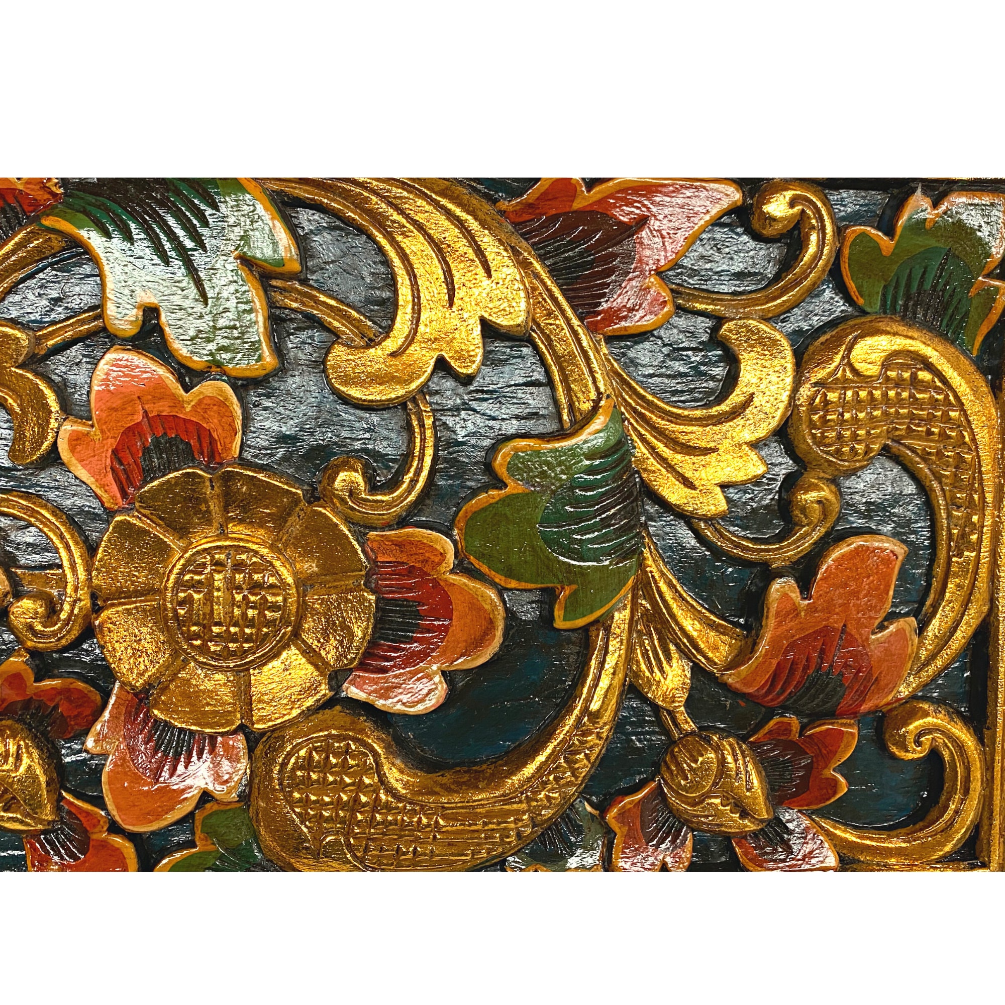 Balinese Golden Lotus Panel Architectural Relief Wood Carving Bali Wall ...