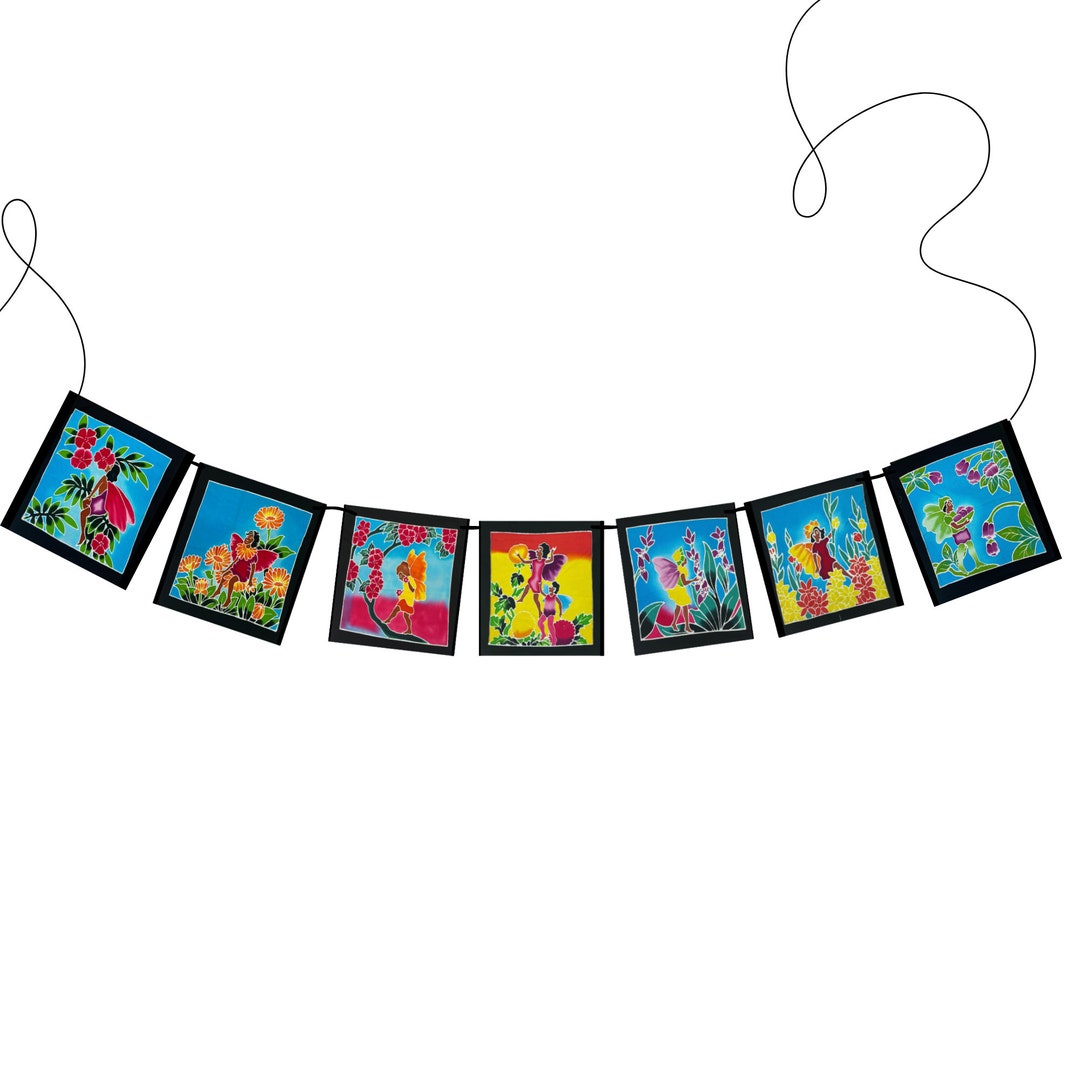 Handmade Batik Fairy Garden Prayer Flags: Boho Wall Hanging - Etsy