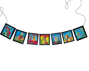 Celestial Sun Moon Star Planet Prayer Flag Wall Hanging String Bali ...