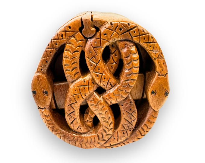 Celtic Knot Snake Puzzle Box: Hand Carved Wood Secret Stash Box - Etsy