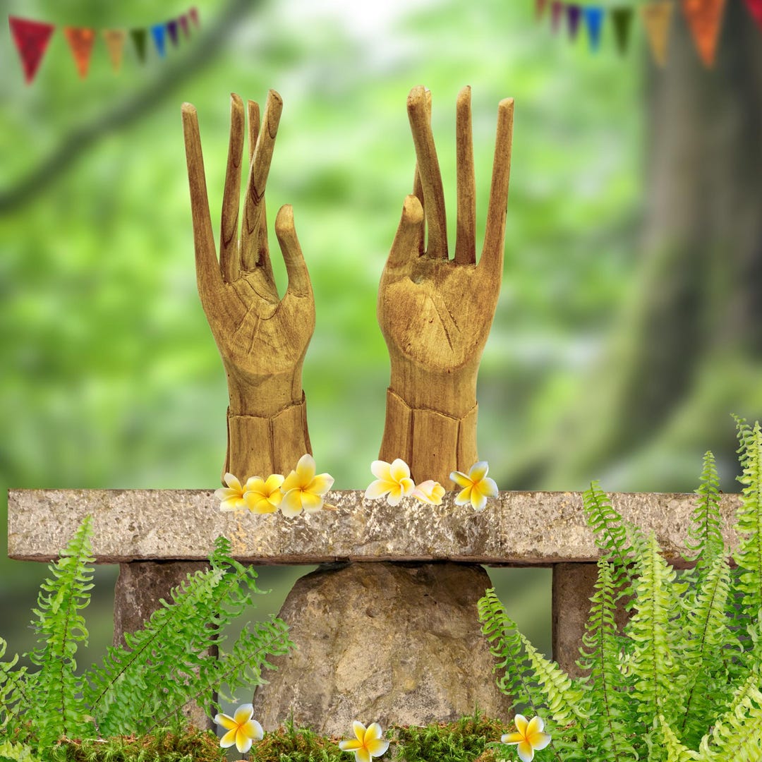 Balinese Buddha Mudra Namaste Blessing Hands Statue Wood Carving ...
