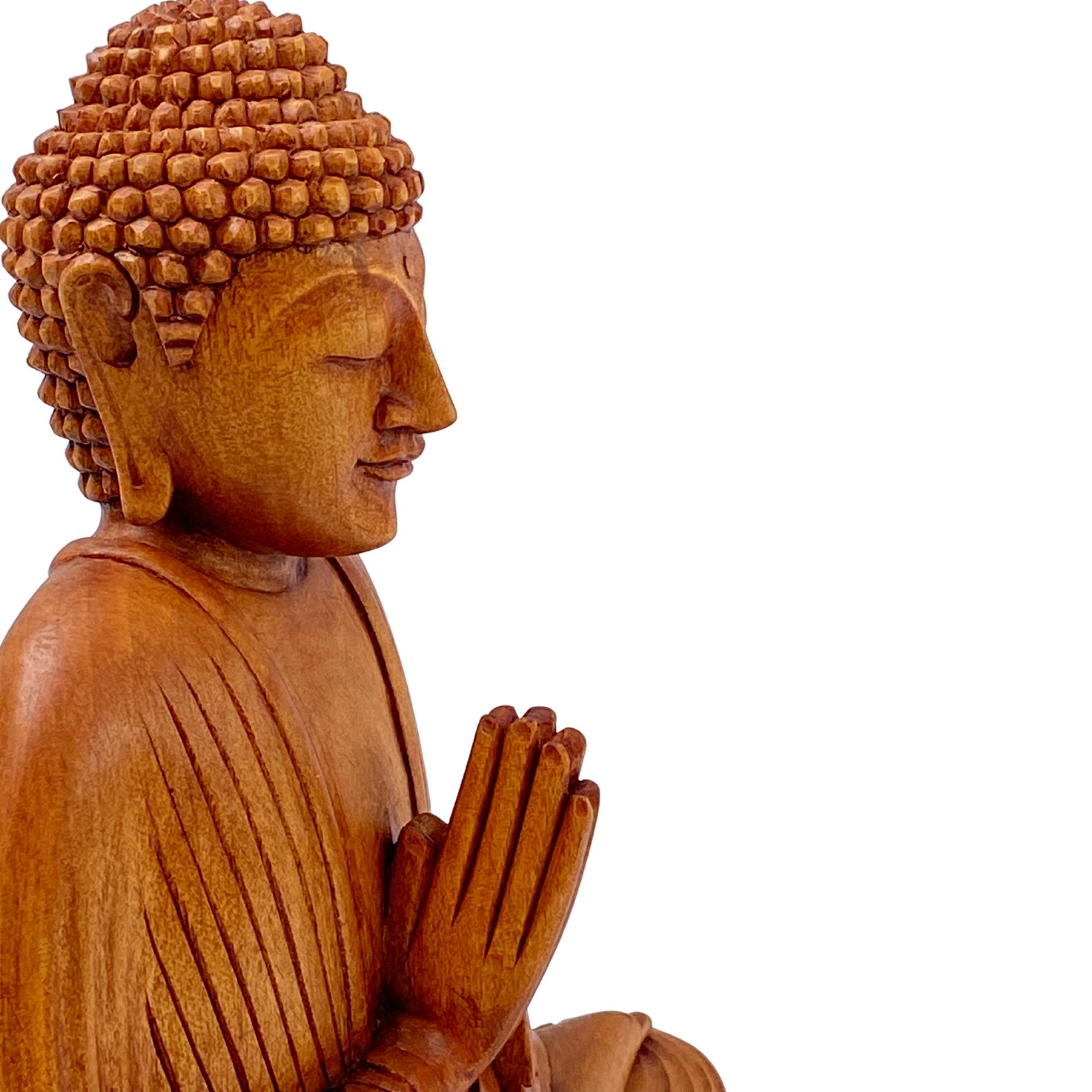 Namaste' Blessing Gautama Buddha Sculpture Handmade Hand Carved Wood ...