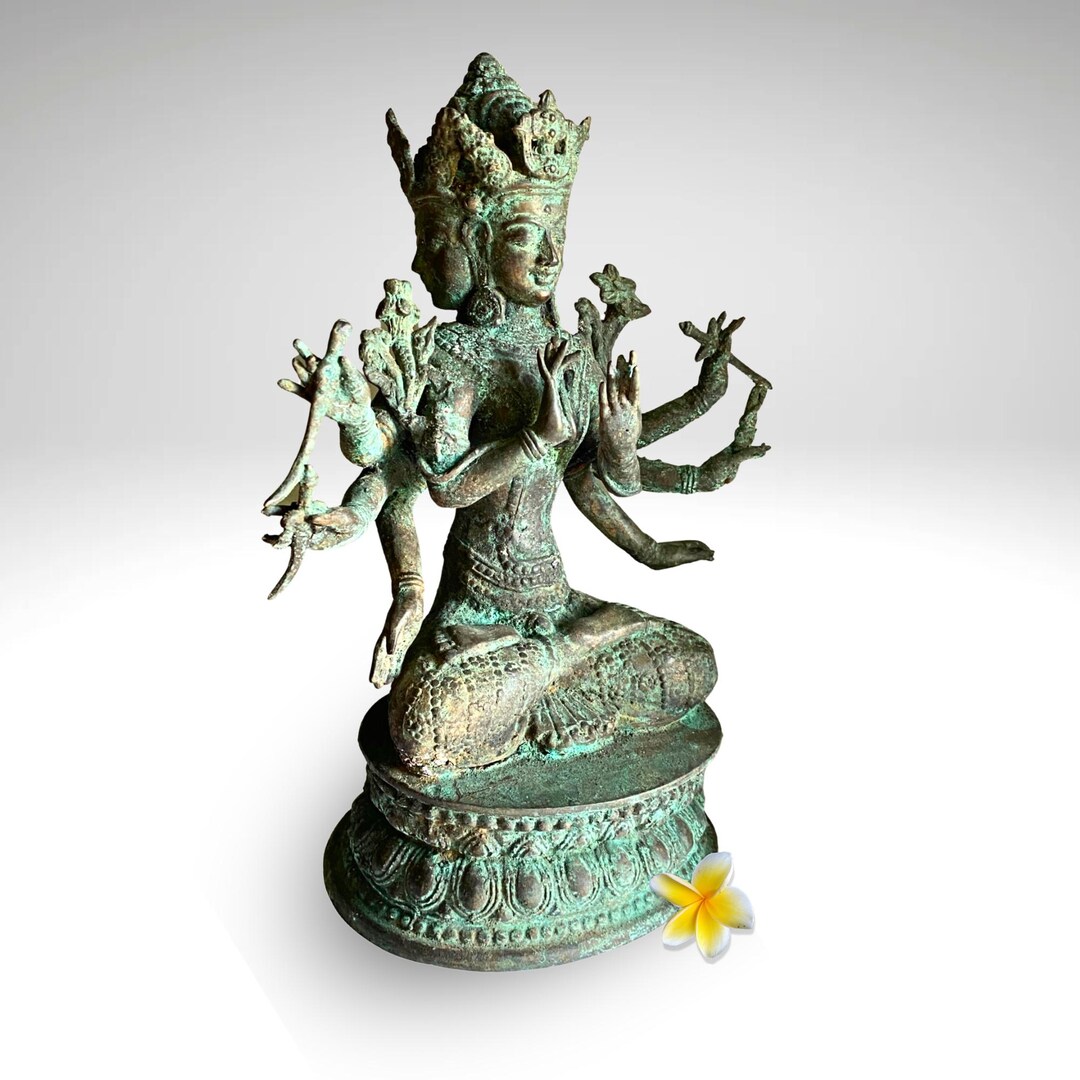 Trimurti Bronze Statue: Balinese Hindu Trinity Sculpture, Lost Wax Cast ...