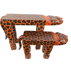 Cat Plant Stand Riser Tiger Stripes Leopard Spots Orange Balinese ...