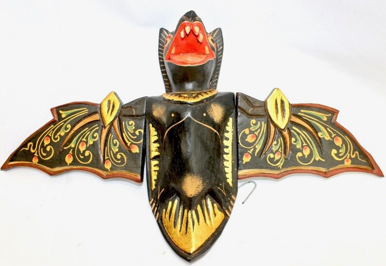 Flying Black Bat Mobile Balinese Spirit Chaser Hand Carved - Etsy